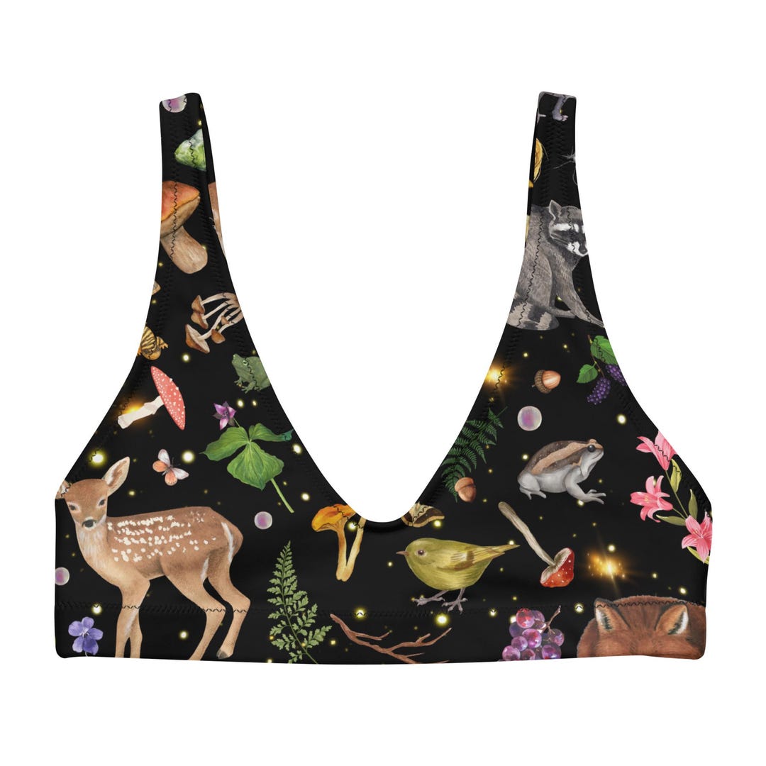 Forest Recycled Padded Bikini Top Nature Bikini Separates Moth Frog ...