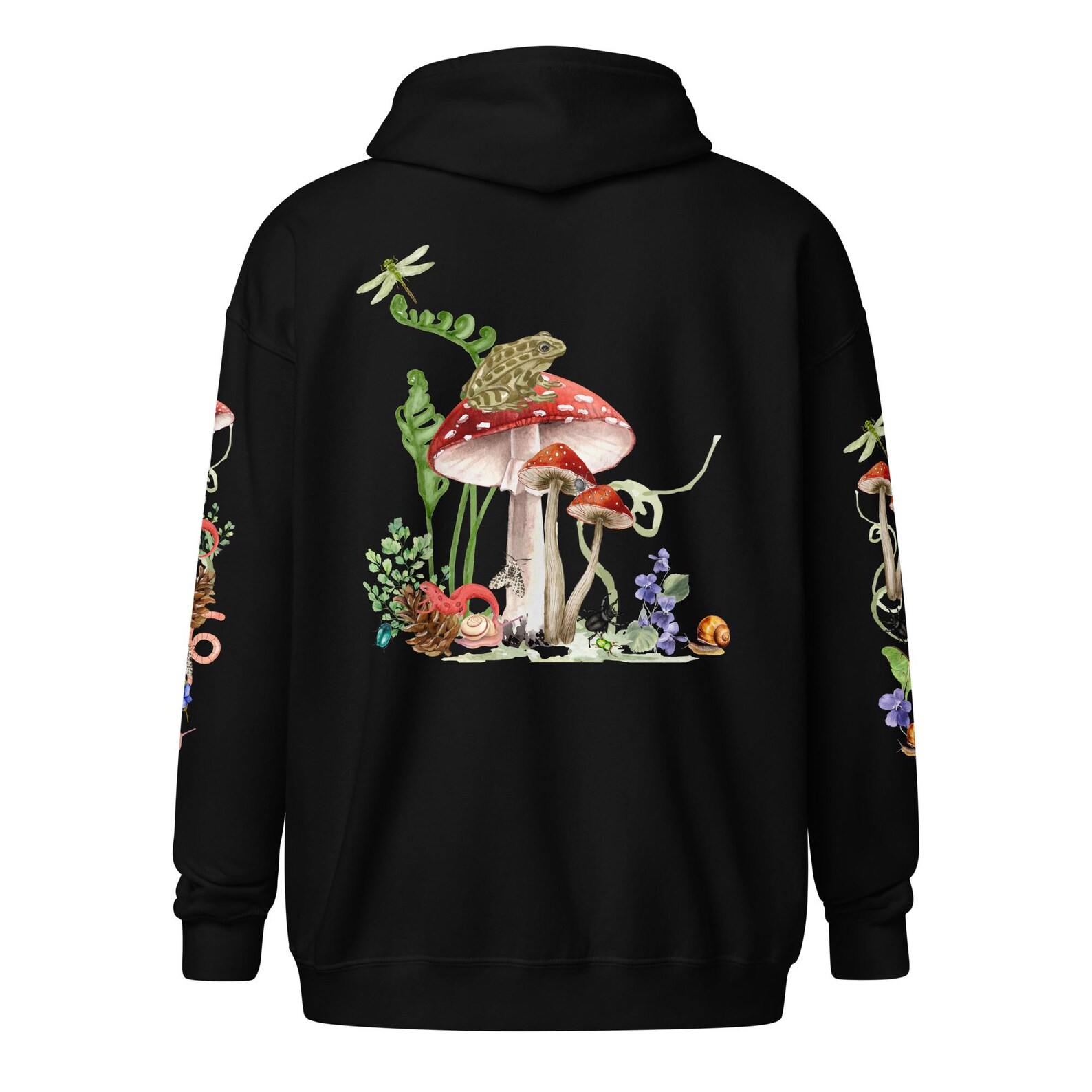 Frog and Mushroom Zip Hoodie: Cottagecore Forest Sweatshirt - Etsy
