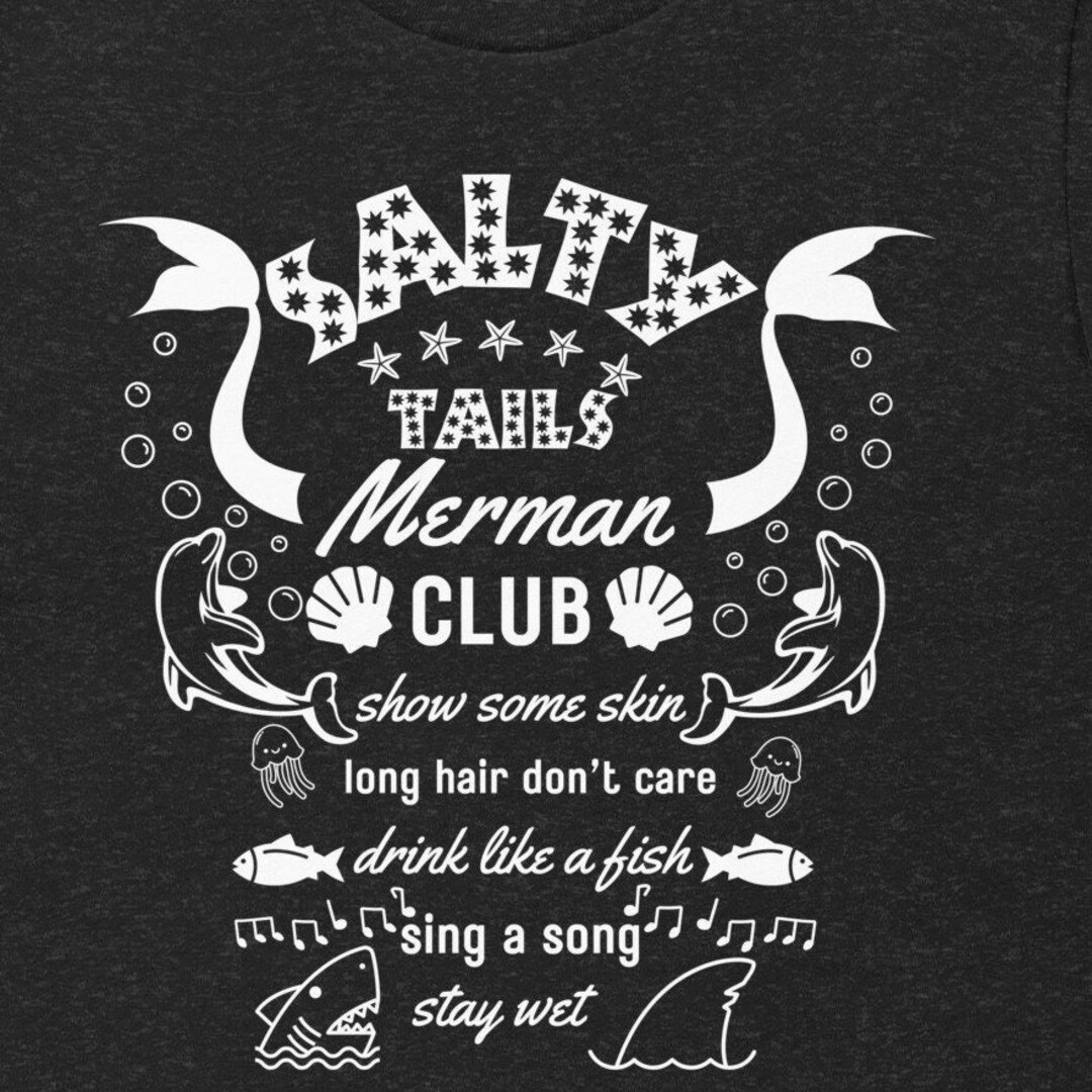 Trendy Mermaid Salty Tails Drinking Night Shirt, Mermen Mermaid Alcohol ...