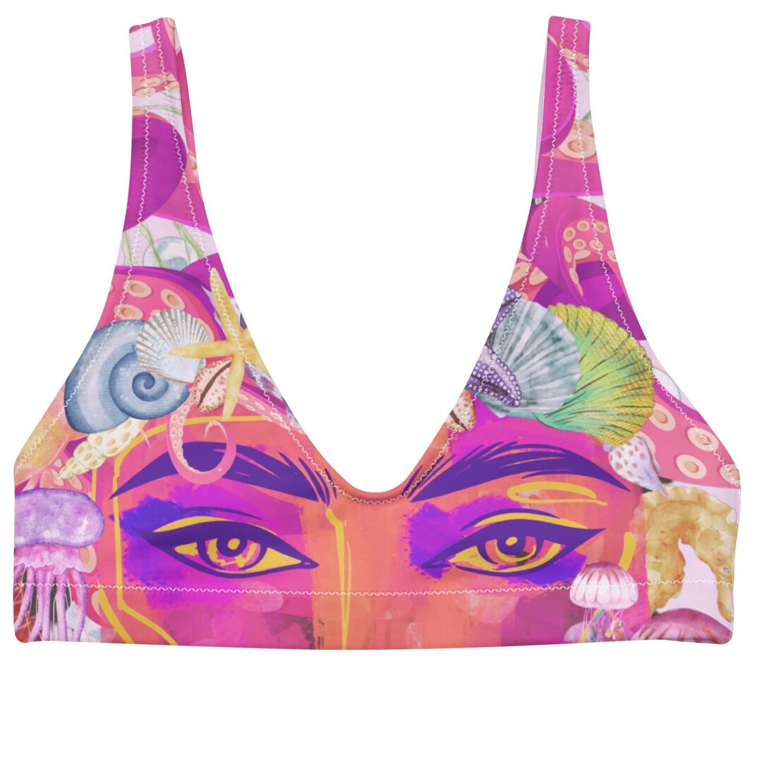 Magenta Seashells Padded Recycled Bikini Top Sea Goddess Bikini Sea ...
