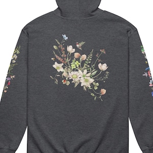 Wildflowers Hoodie, Boho Cottagecore Floral Hoodie, Botanical Flowers ...