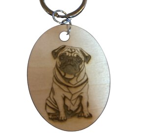 Solid Bronze Pug Key Ring Pug Accessory Keychain in Solid Bronze - Etsy