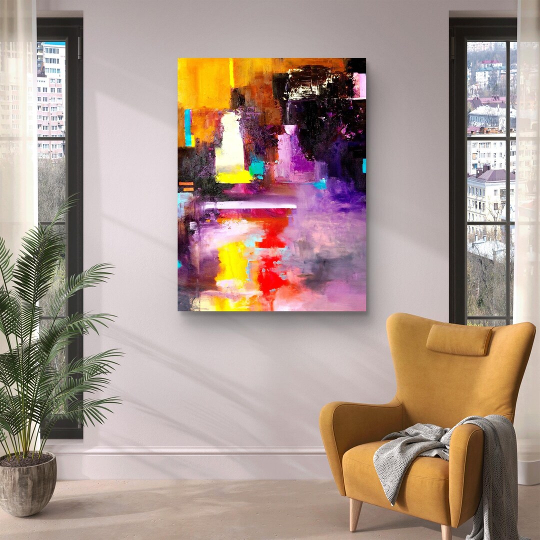 Colorful Textured Abstract Wall Art: Original Impasto Oil Painting ...