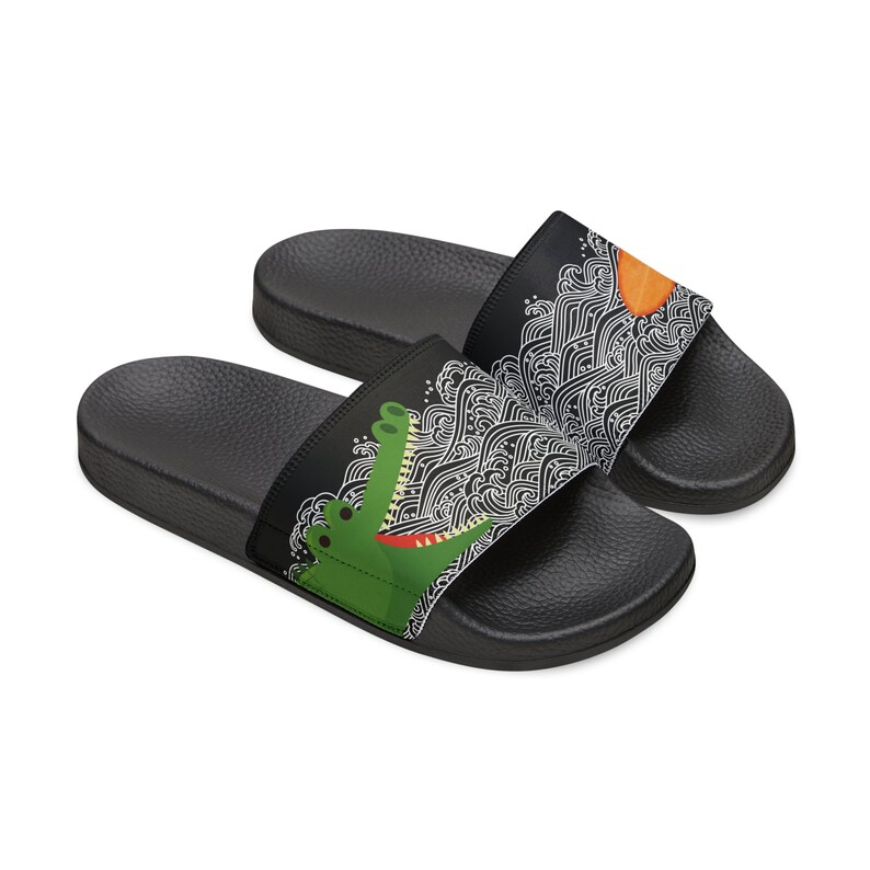 Alligator Surfboard Men's Slide Sandals - Preppy Beach Pool Flip Flops ...
