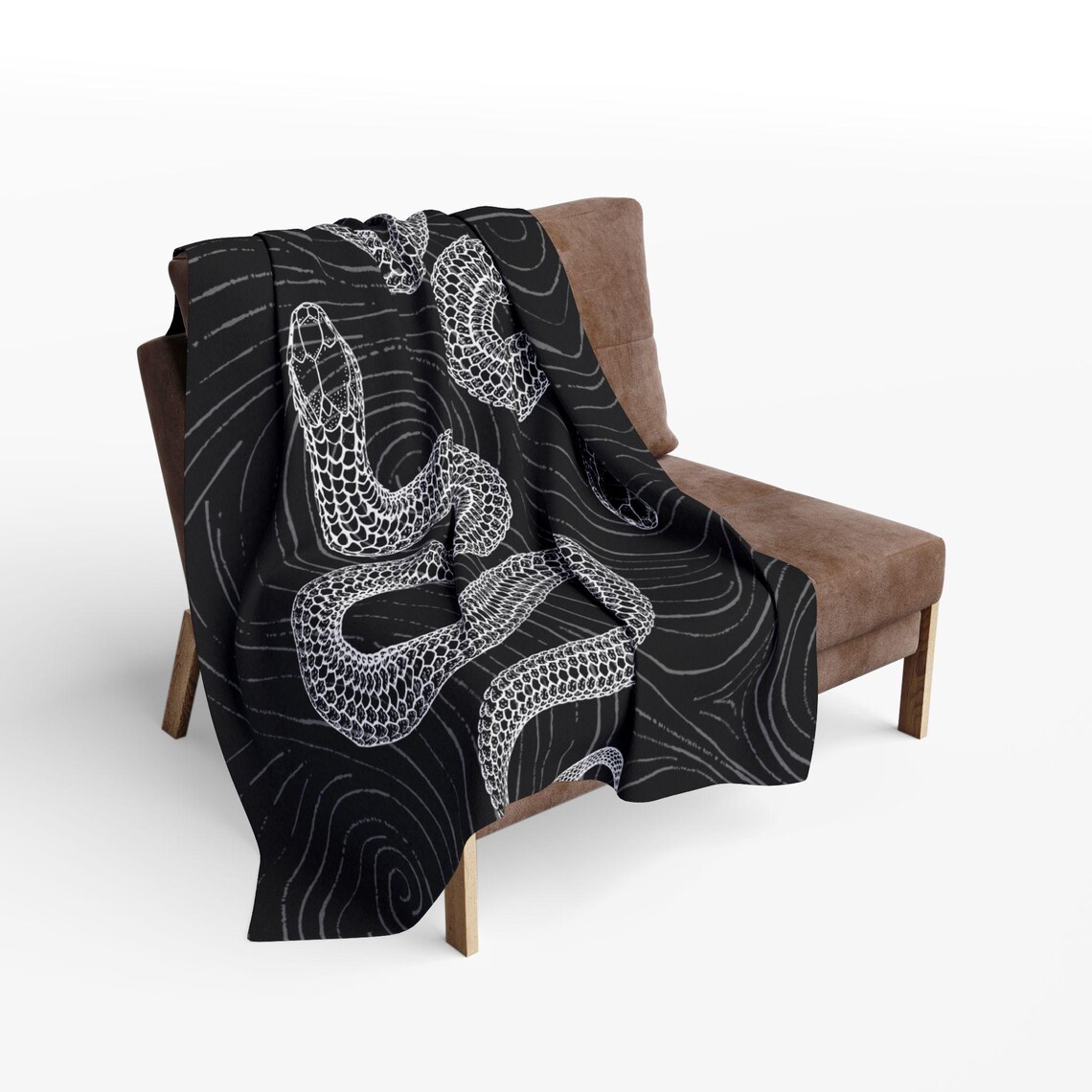 Snakes Arctic Fleece Blanket, Black White Reptile Serpent, Home Bedroom ...