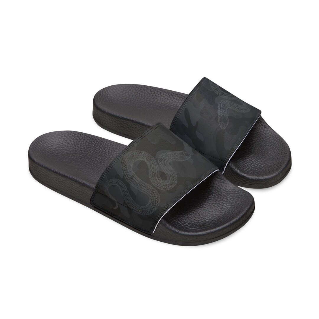 Snakes Black Men's Slide Sandals Goth Reptile Serpent Black Camo ...