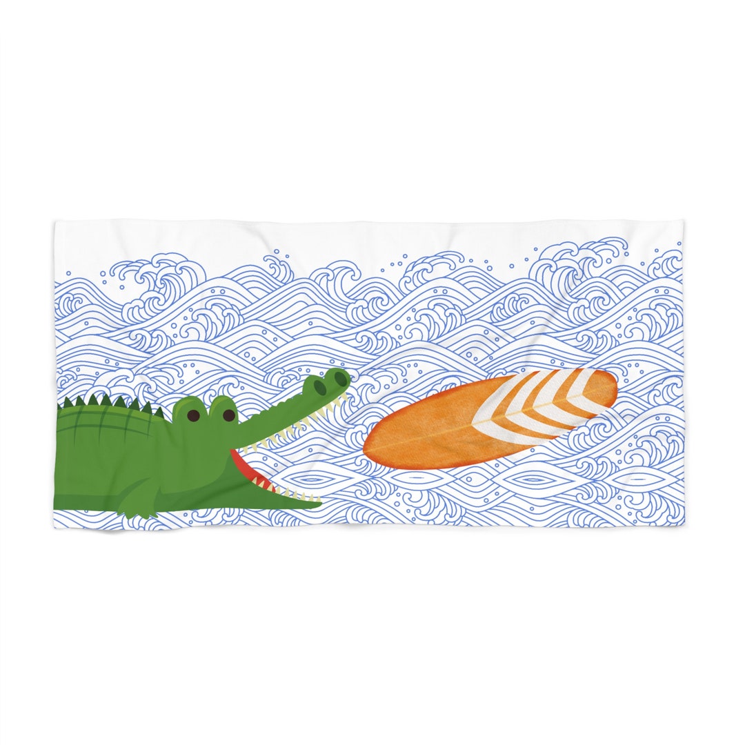 Alligator Surfboard Beach Towel, Alligator Beach Surf Towel, Pool ...