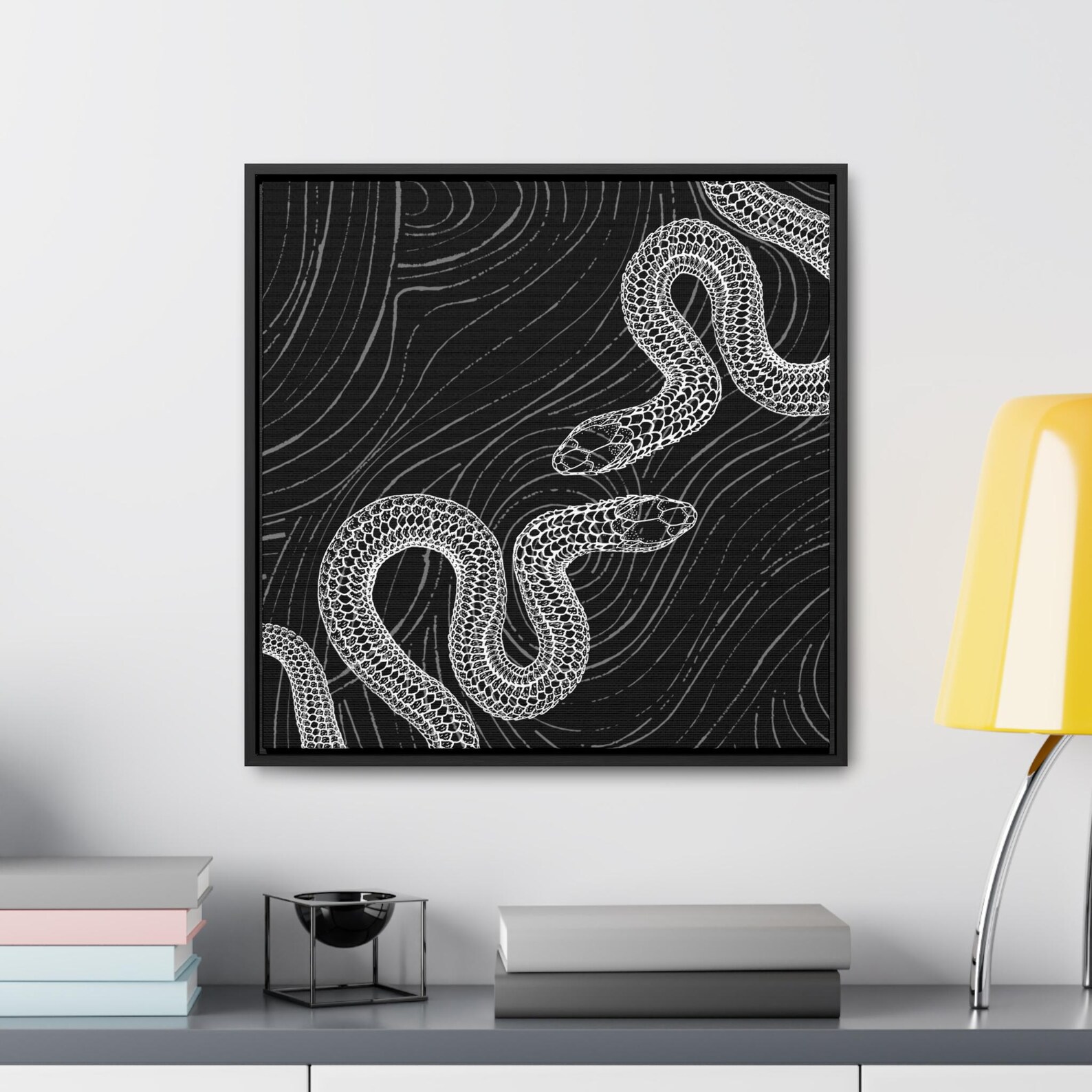 Snakes Wall Art, Reptile Serpent Gallery Canvas Wrap Framed, Mid ...