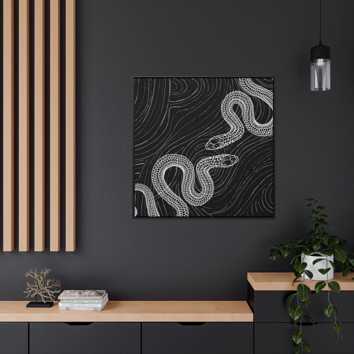 Snakes Wall Art, Reptile Serpent Gallery Canvas Wrap Framed, Mid ...
