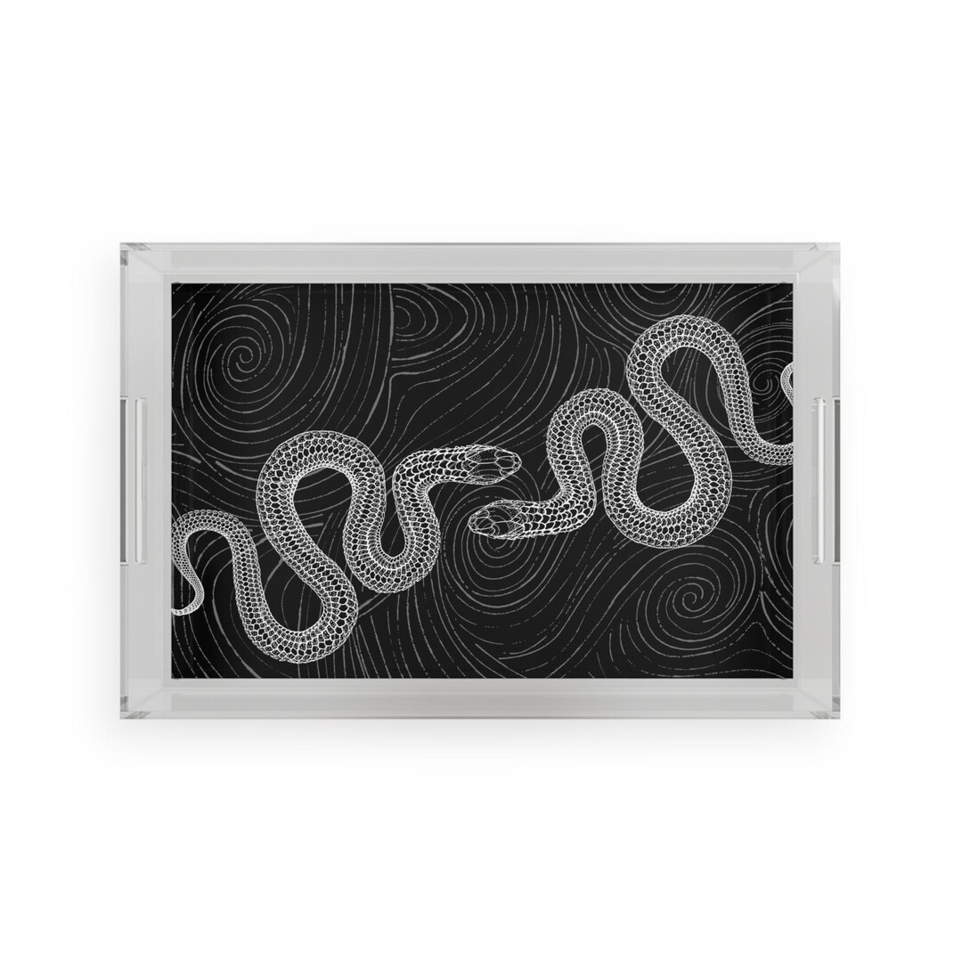 Snakes Acrylic Serving Tray, Black & White Mid-century Modern Vintage ...