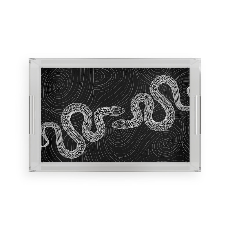 Snakes Acrylic Serving Tray, Black & White Mid-century Modern Vintage ...