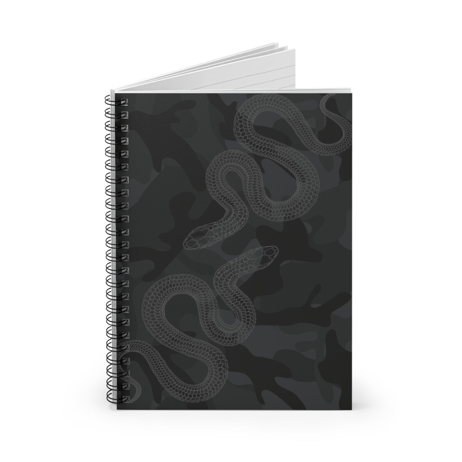 Snakes Black Spiral Notebook Goth Reptile Serpent Tattoo Art Ruled Line ...
