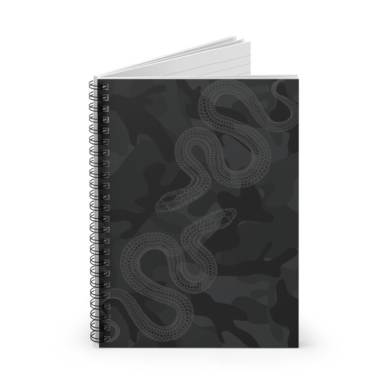 Snakes Black Spiral Notebook Goth Reptile Serpent Tattoo Art Ruled Line ...