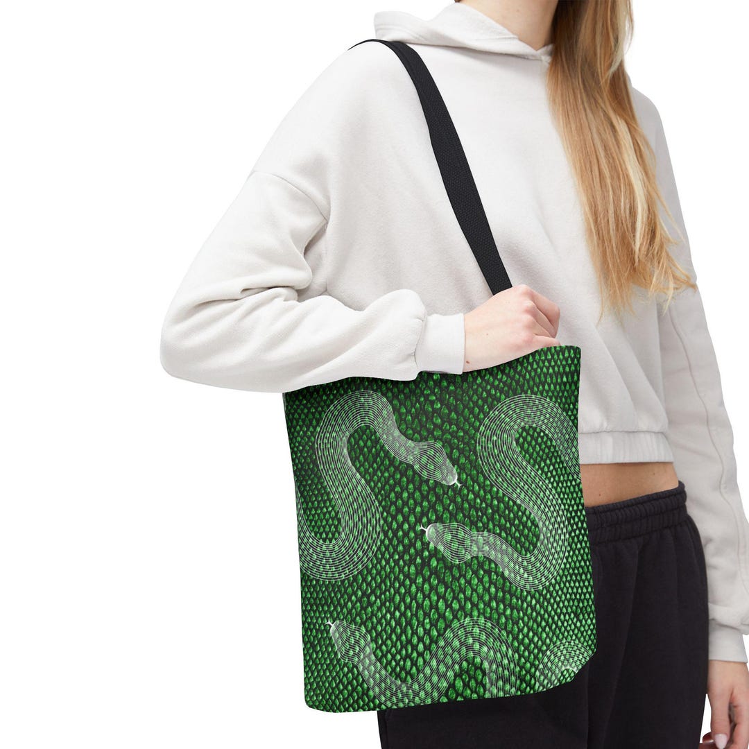 Snakes Goth Tote Bag Reptile Serpent Snake Skin Green Pop Art MCM Mid ...