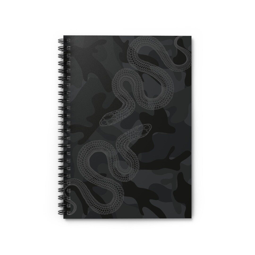 Snakes Black Spiral Notebook Goth Reptile Serpent Tattoo Art Ruled Line ...