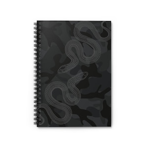 Snakes Black Spiral Notebook Goth Reptile Serpent Tattoo Art Ruled Line ...