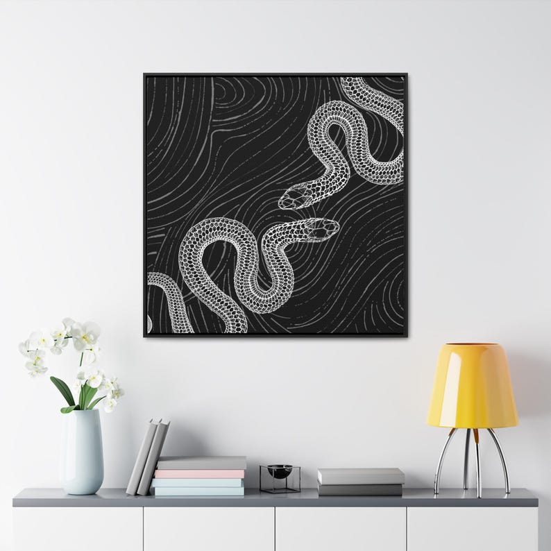 Snakes Wall Art, Reptile Serpent Gallery Canvas Wrap Framed, Mid ...