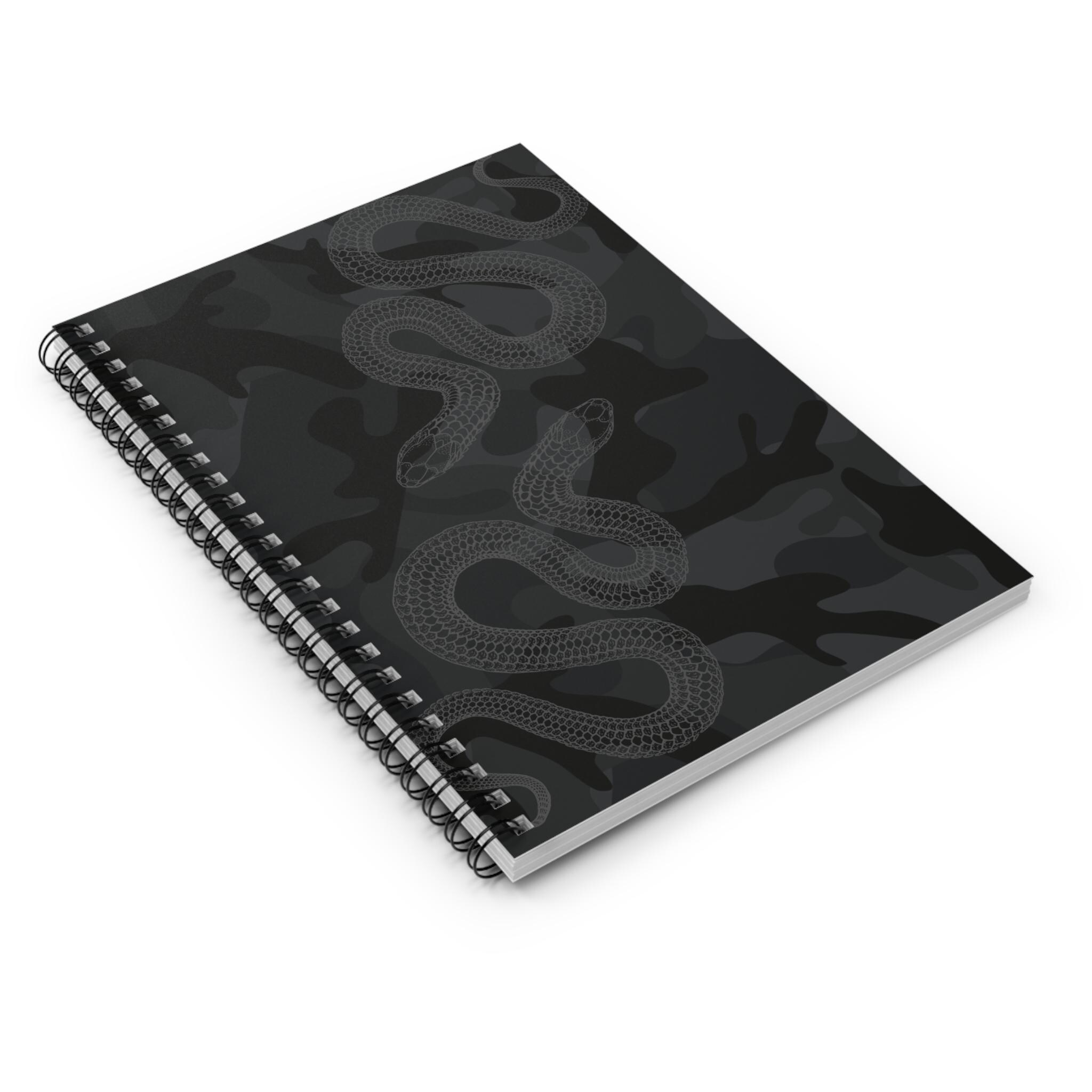 Snakes Black Spiral Notebook Goth Reptile Serpent Tattoo Art Ruled Line ...