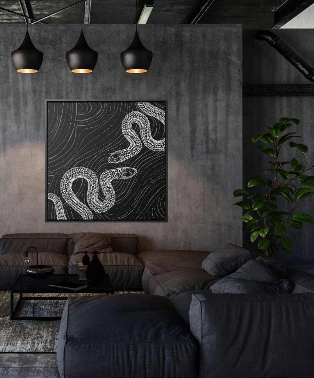 Snakes Wall Art, Reptile Serpent Gallery Canvas Wrap Framed, Mid ...