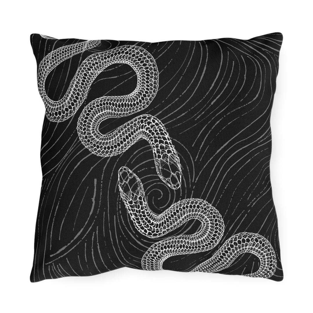 Snakes Lounge Pillow, Indoor Outdoor, Black White Gray Mid-century ...