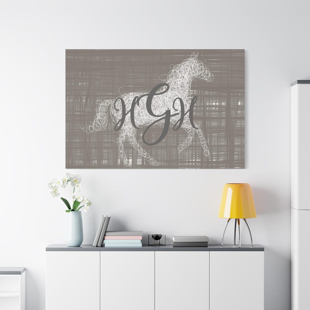 Personalized Monogram Equestrian Horse Canvas Wall Art Horse Lover Gift ...
