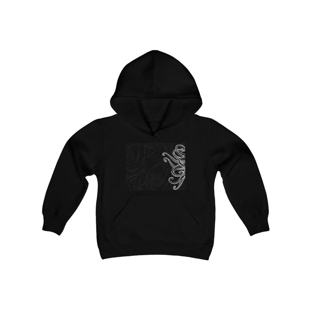 Octopus Kids Youth Hoodie Black & White Sea Creature Goth Reptile ...