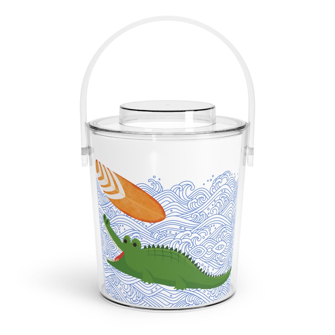 Alligator Surfboard Ice Bucket With Tongs, Mid-century Modern Vintage ...
