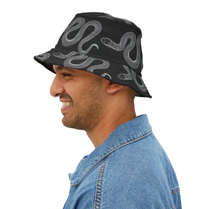 Snakes Bucket Hat, Goth Skull Snake Reptile Serpent Tattoo Art Inspired ...