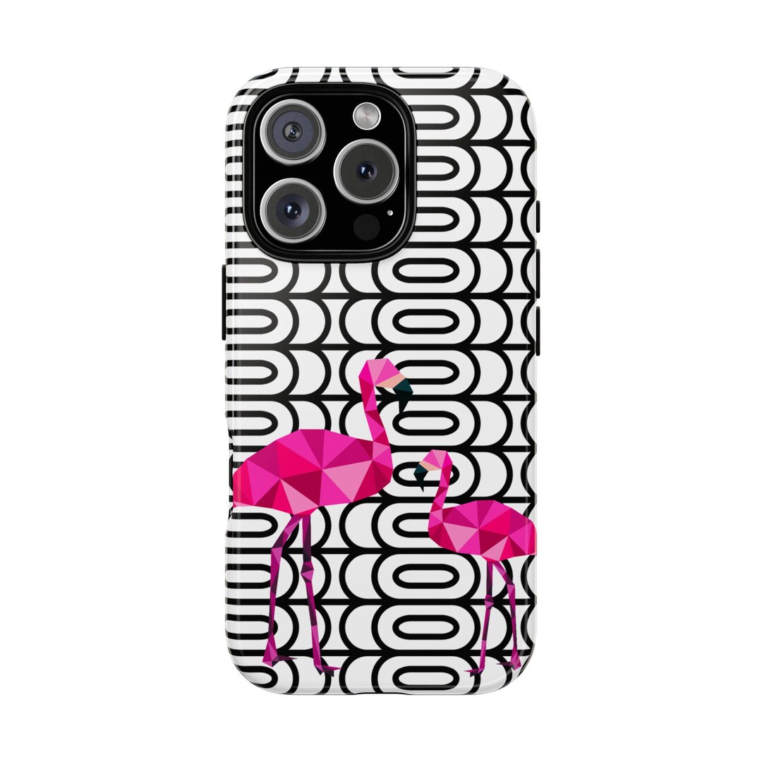 Modern Hot Pink Flamingo Phone Case Apple iPhone 16 Samsung Galaxy S24 ...