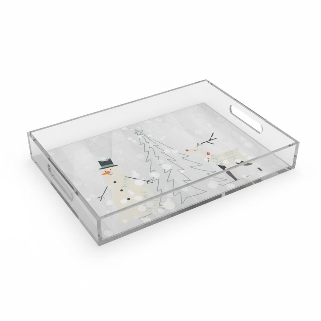 Snowman Reindeer Acrylic Tray - Mid-century Modern Cocktail Tiki Bar ...