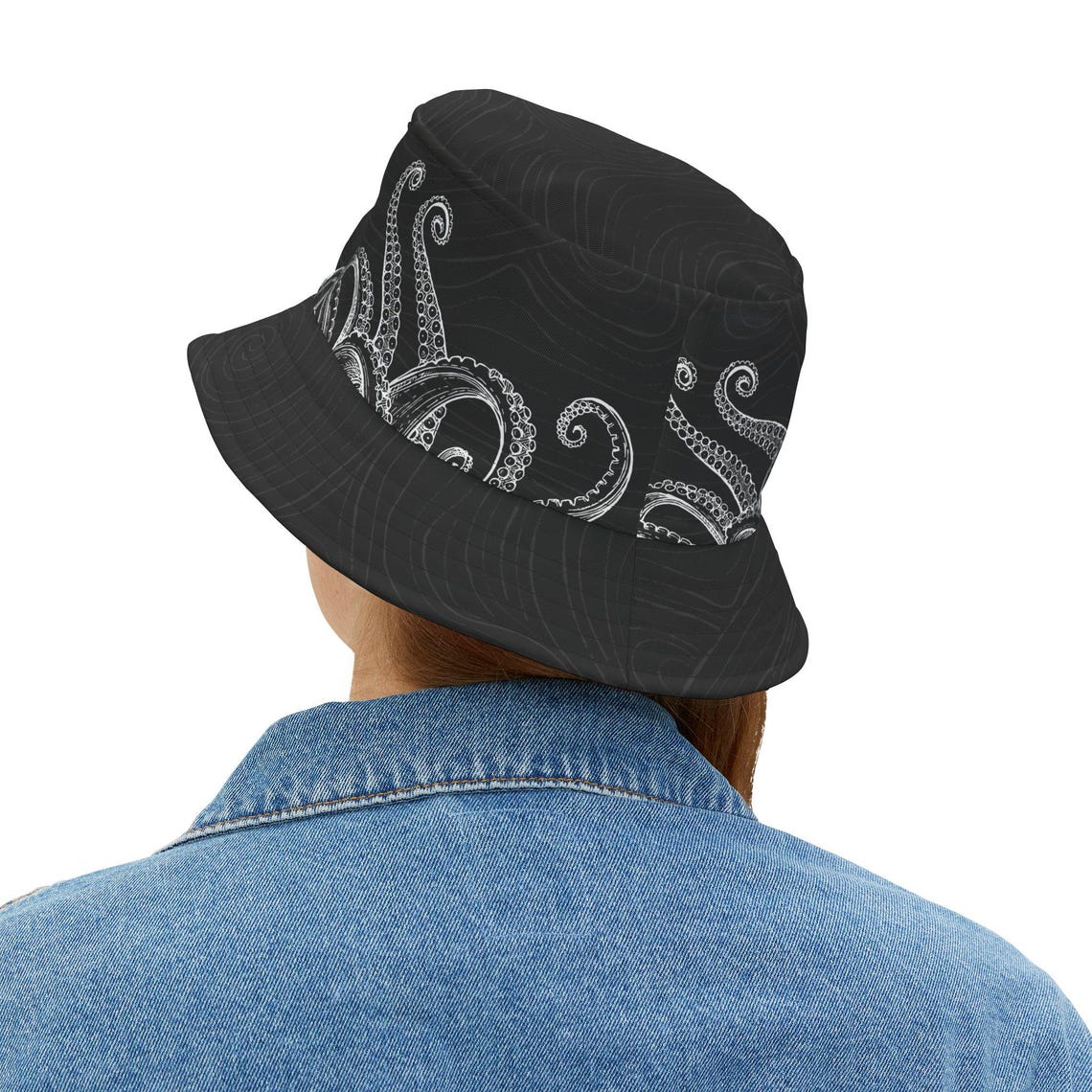 Octopus Bucket Hat, Sea Creature Goth Snake Reptile Serpent Tattoo Art ...