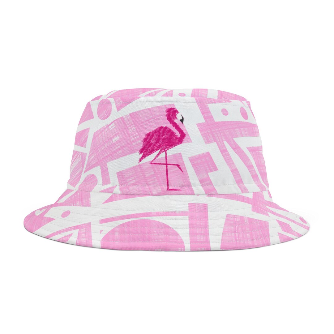 Mod Flamingo Bucket Hat Preppy Pink Cubist Modern Pop Art Sun Shade ...