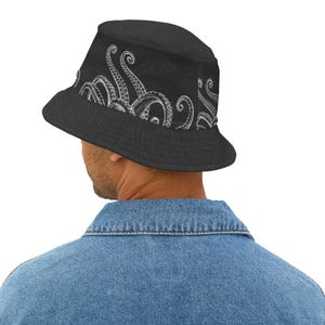 Octopus Bucket Hat, Sea Creature Goth Snake Reptile Serpent Tattoo Art ...
