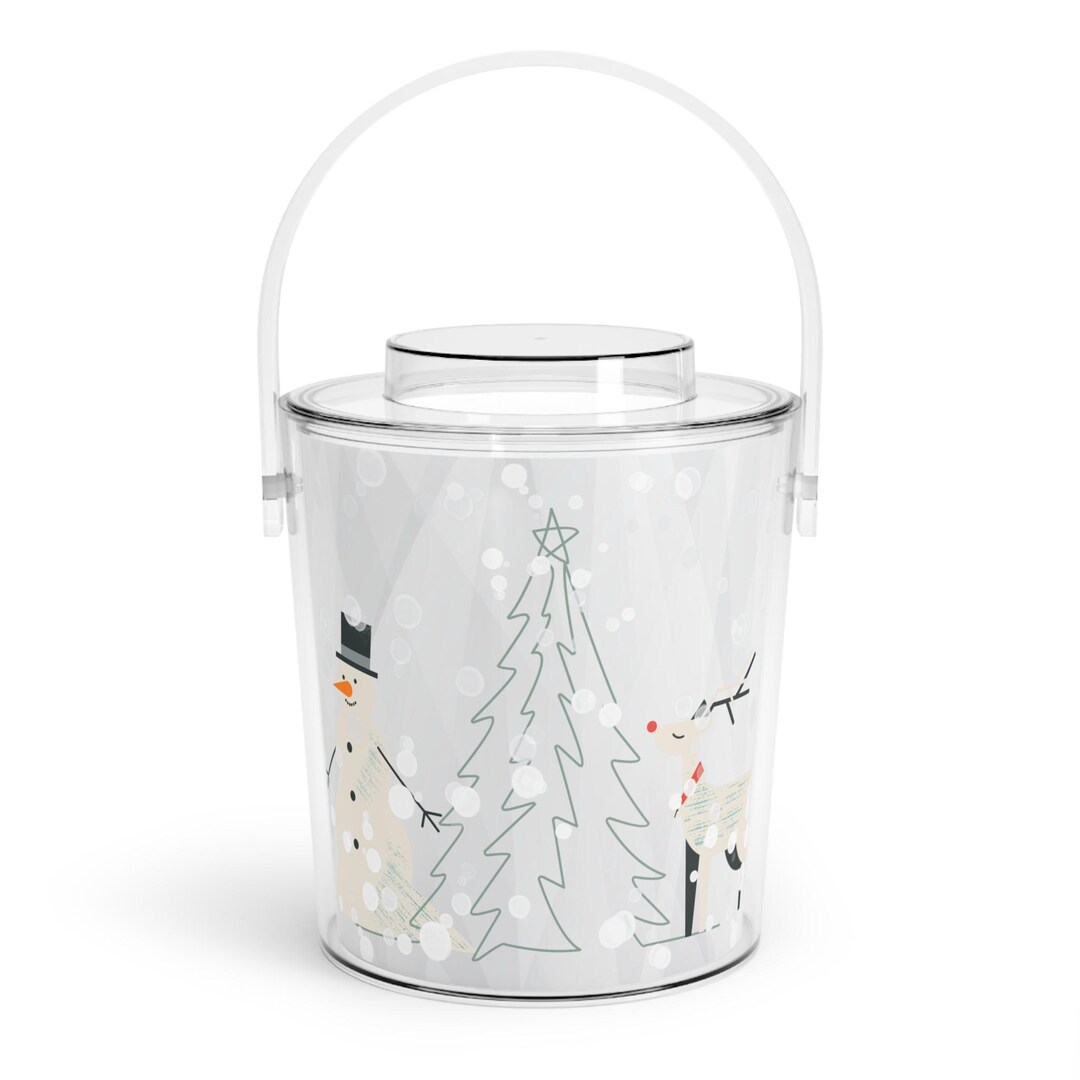Snowman Reindeer Ice Bucket Christmas Holiday Party Mid Century Modern ...