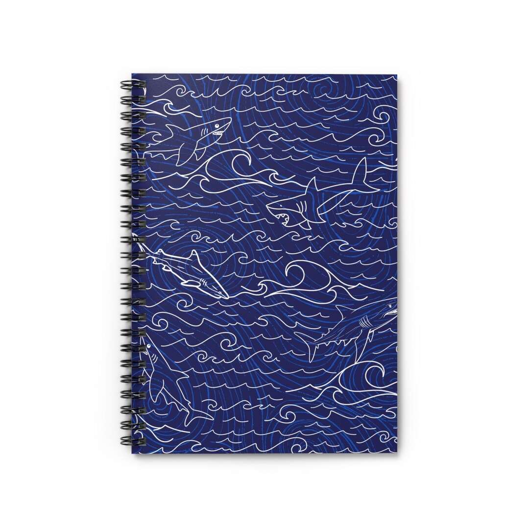 Shark Waters Spiral Notebook Ruled Line Journal Sea Creatures Ocean ...