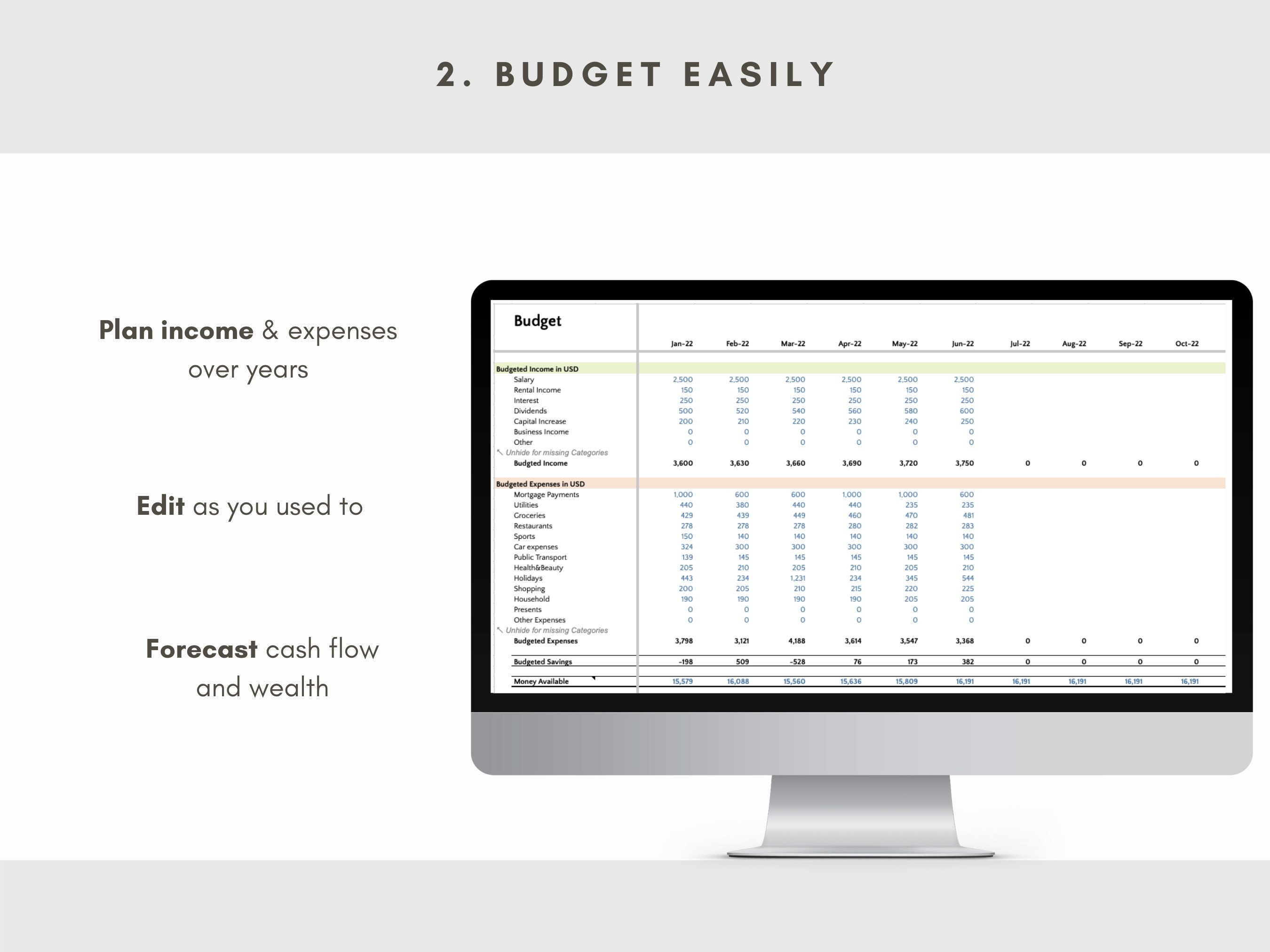 MY CASH FLOW Sheets Multiyear Multicurrency Simple Monthly Budget ...