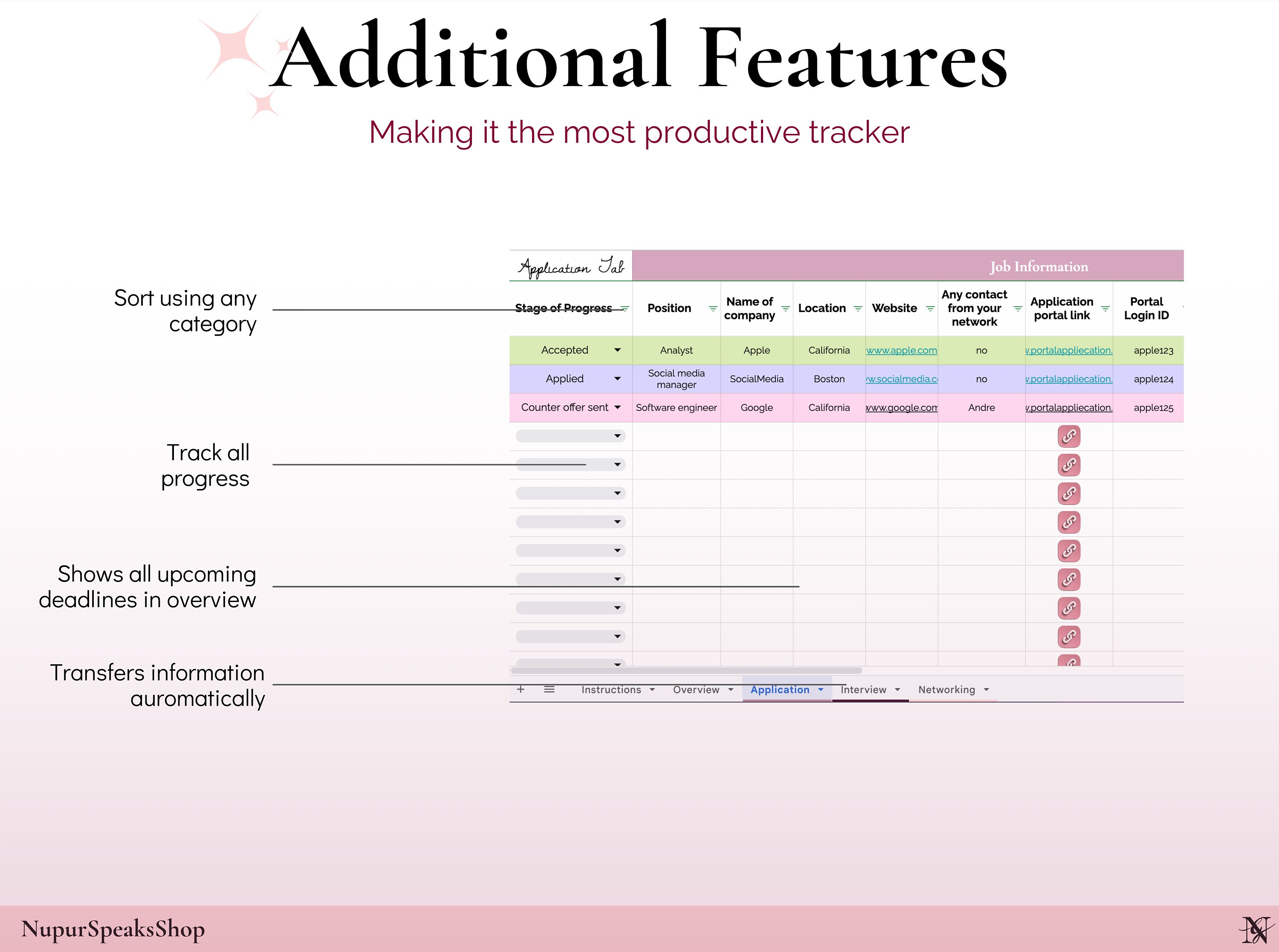 Internship Application Tracker Intern Tracker Google Sheets Co-op ...