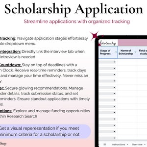 Scholarship Tracker: All-in-one College Application Spreadsheet (google ...
