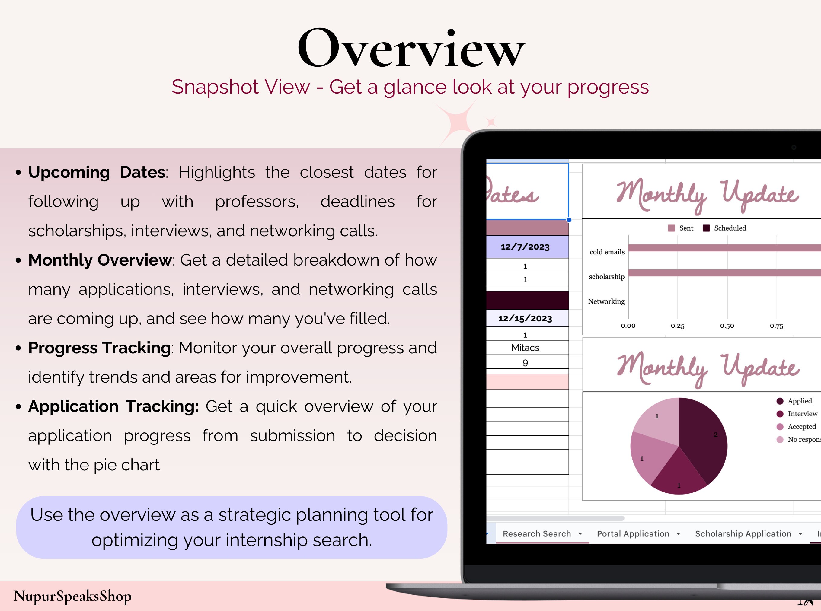 Research Internship Tracker | Google Sheets | Student Planner ...