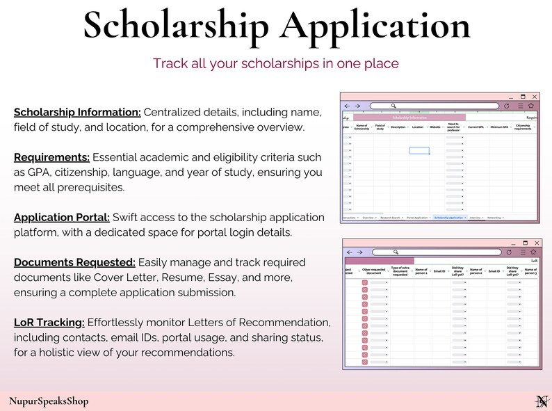 Research Internship Tracker Google Sheets Student Planner Research ...