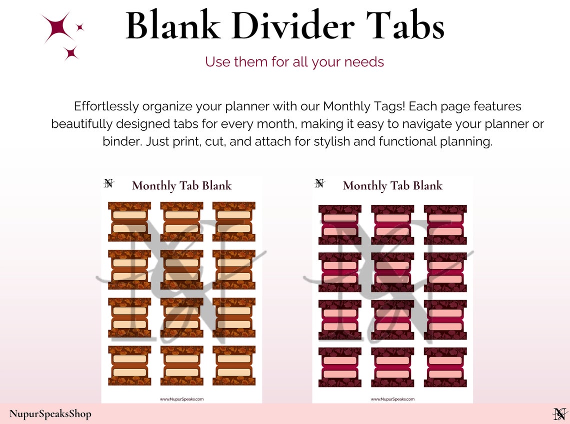 Planner Tabs Printable Folder Tabs Printable Dividers Editable Tabs ...