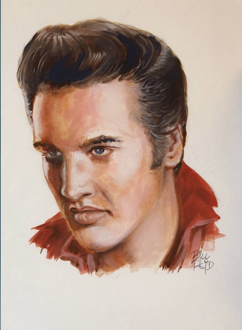 Elvis Presley Gouache Portrait on Illustrator Board - Etsy