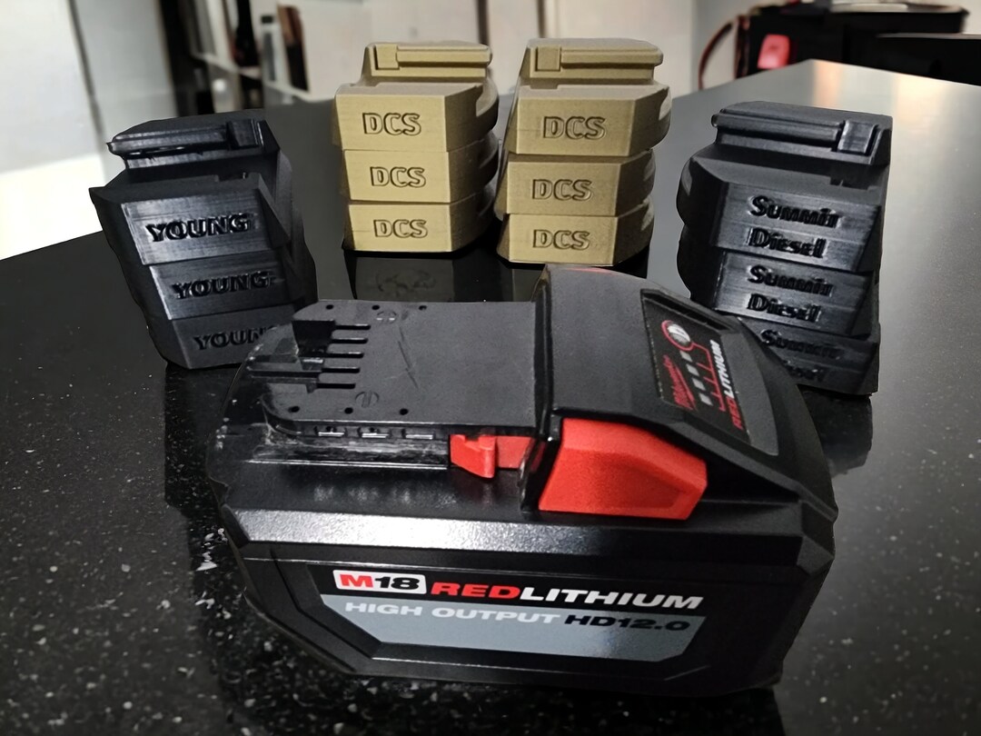 6 Pack Milwaukee Battery Mount (custom Name and Color) - Etsy