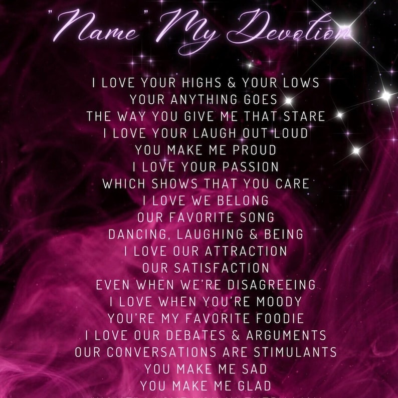 CUSTOMIZE THIS - Valentines Poem - My Devotion - Etsy