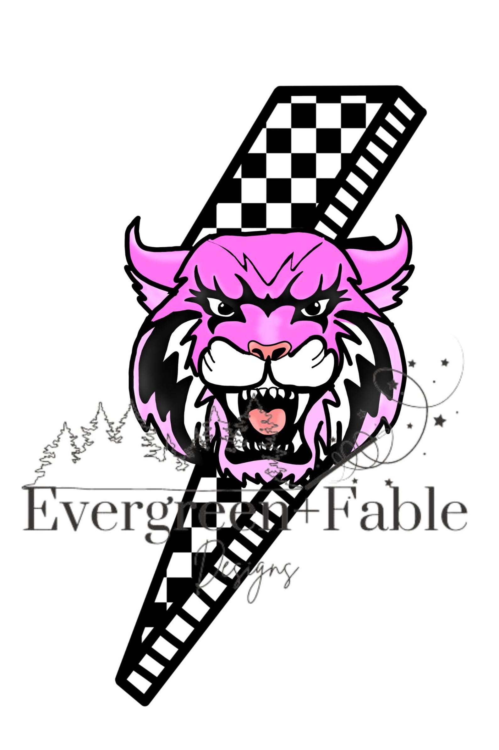 Pink Wildcat Mascot Retro Trendy PNG - Etsy