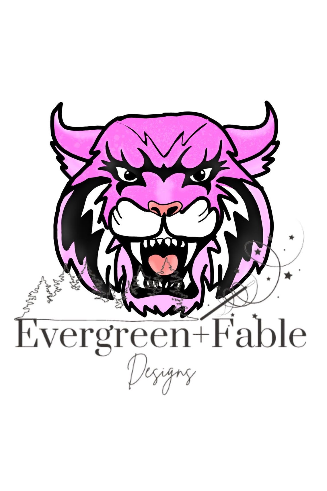 Pink Wildcat Mascot Retro Trendy PNG - Etsy