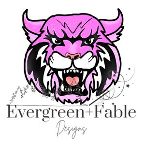 Pink Wildcat Mascot Retro Trendy PNG - Etsy