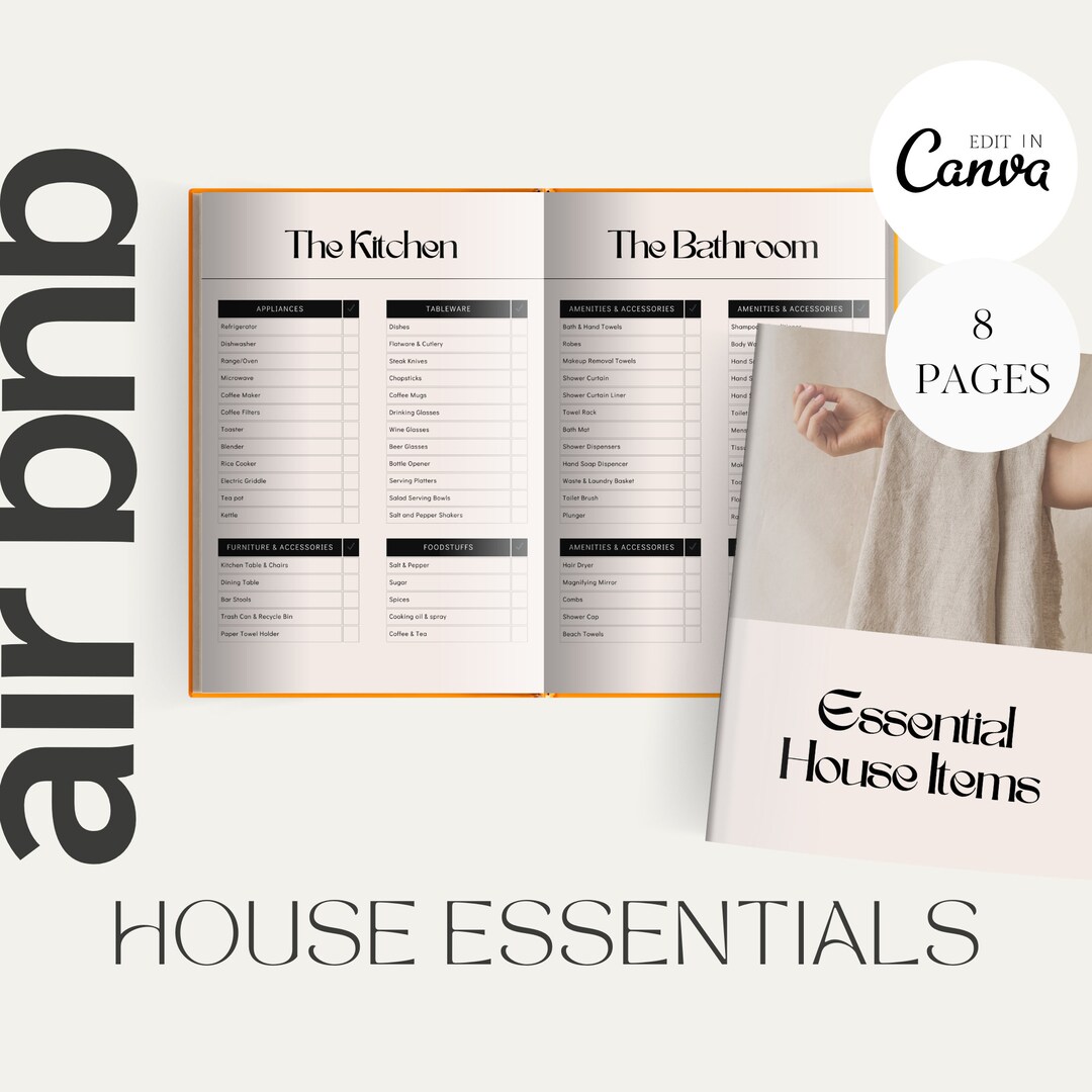 Airbnb Inventory Checklist, EDITABLE, Airbnb Essentials, Household ...
