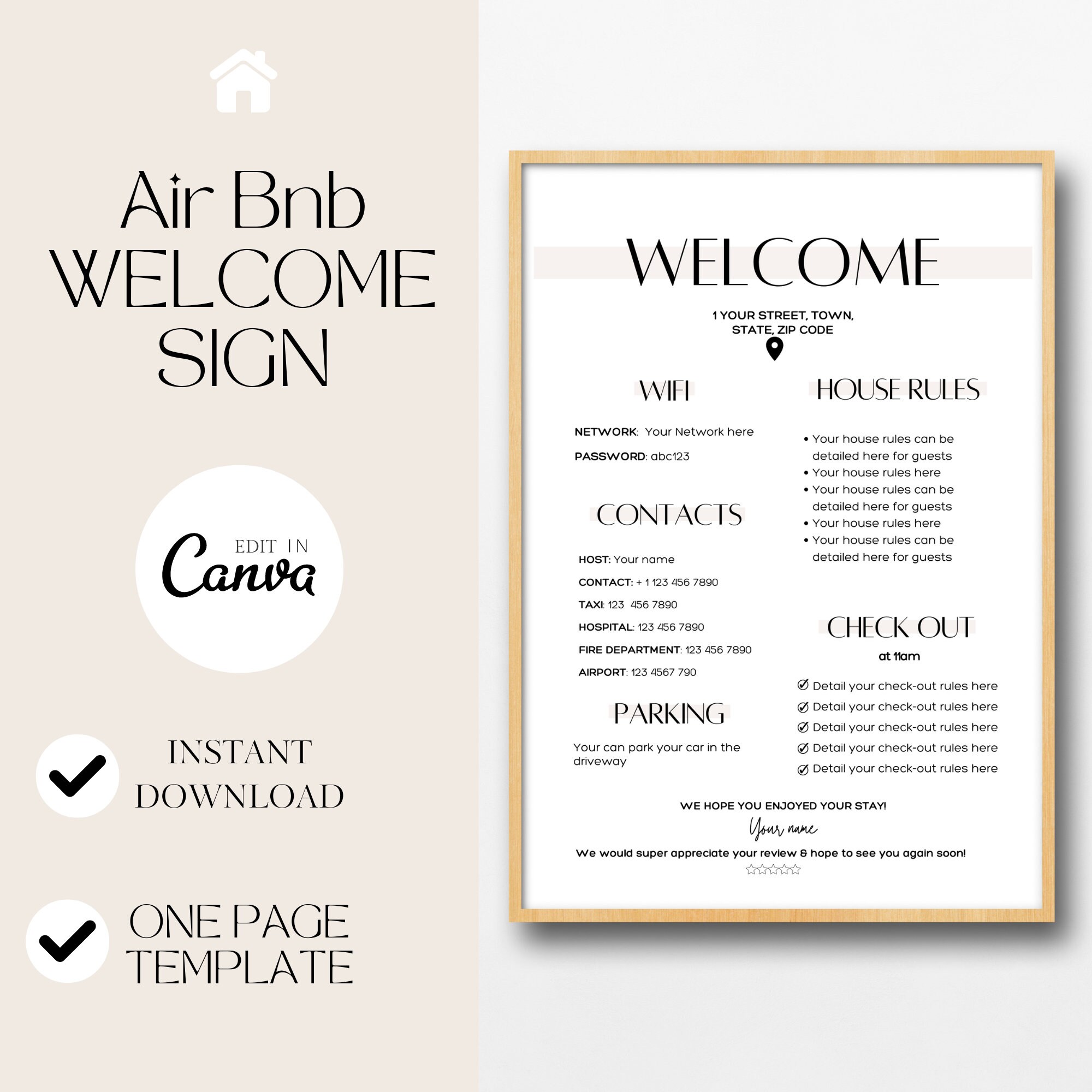 Printable Airbnb Sign, House Rules Poster, Airbnb Host, Airbnb Rental ...