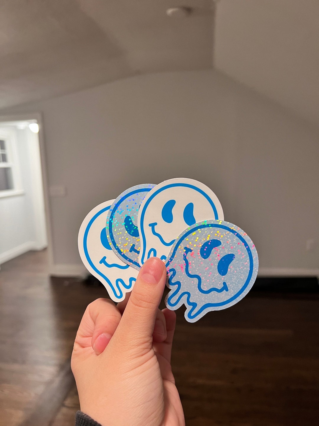 Retro Faces/ Ripped Face Sticker/ Retro Sticker/ White and Blue/ Laptop ...